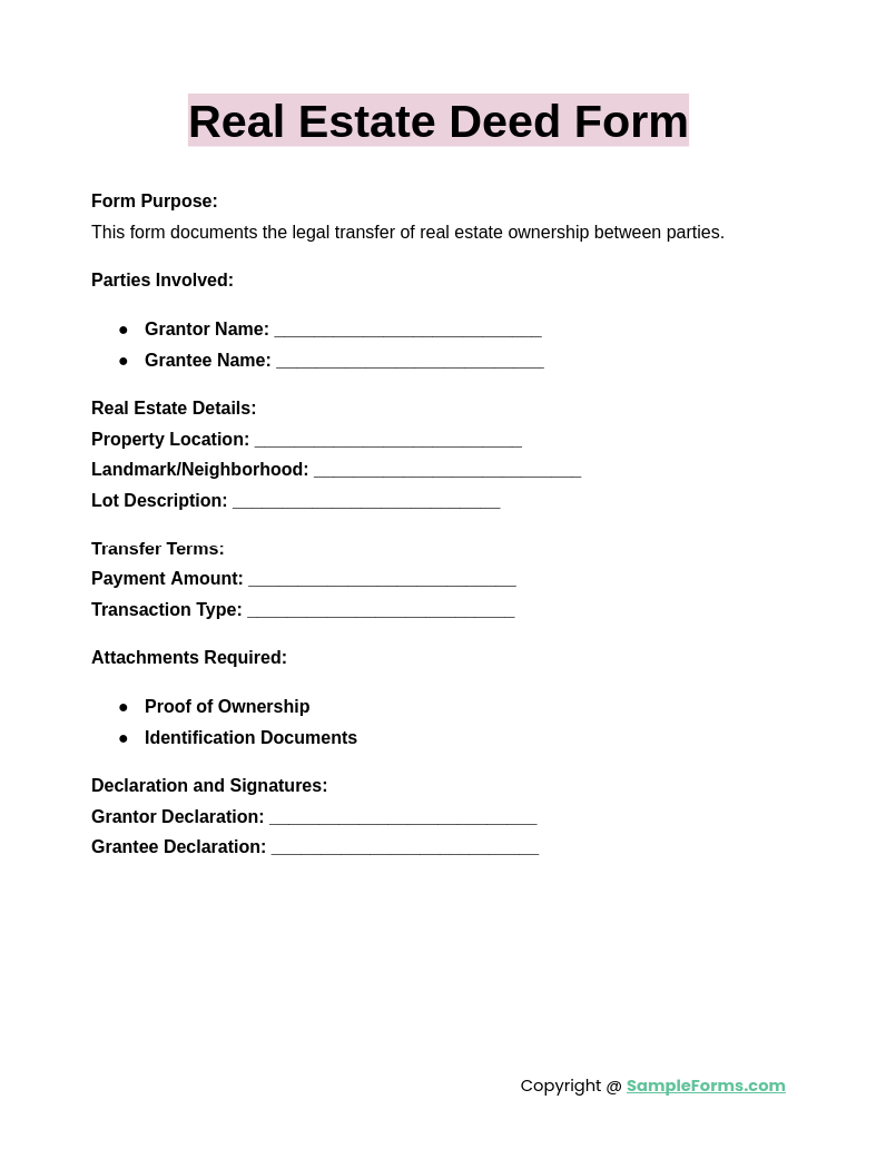 FREE 27+ Deed Form Samples, PDF, MS Word, Google Docs