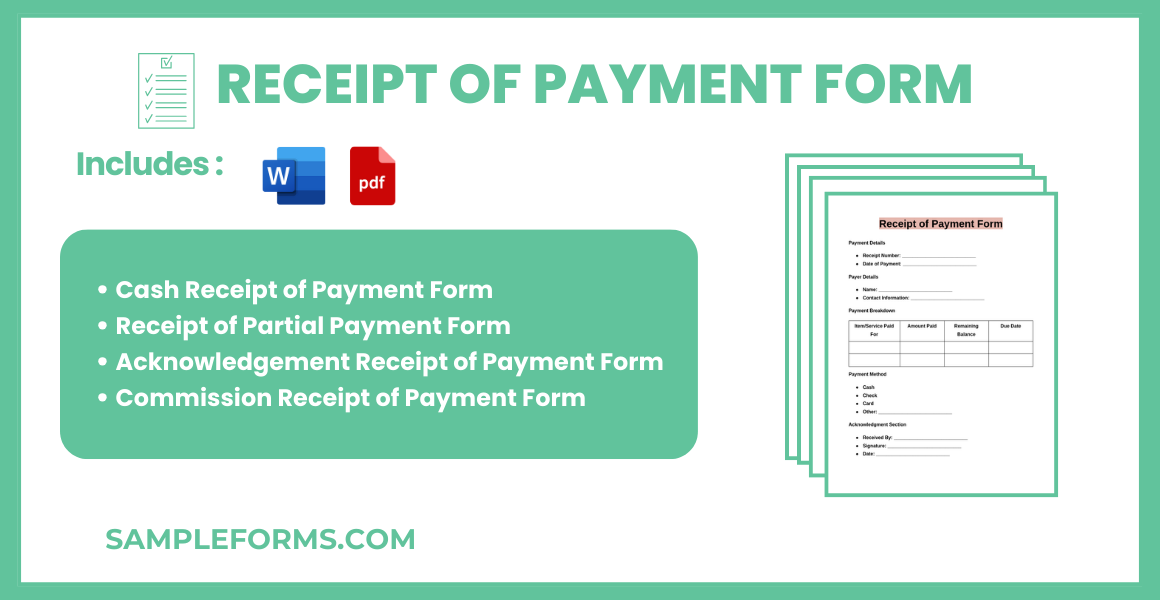 FREE 12+ Receipt of Payment Form Samples, PDF, MS Word, Google Docs, Excel