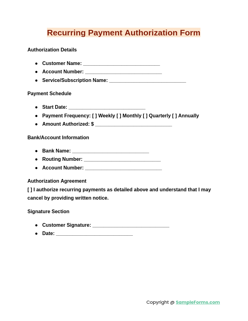 FREE 13+ Payment Authorization Form Samples, PDF, MS Word, Google Docs ...