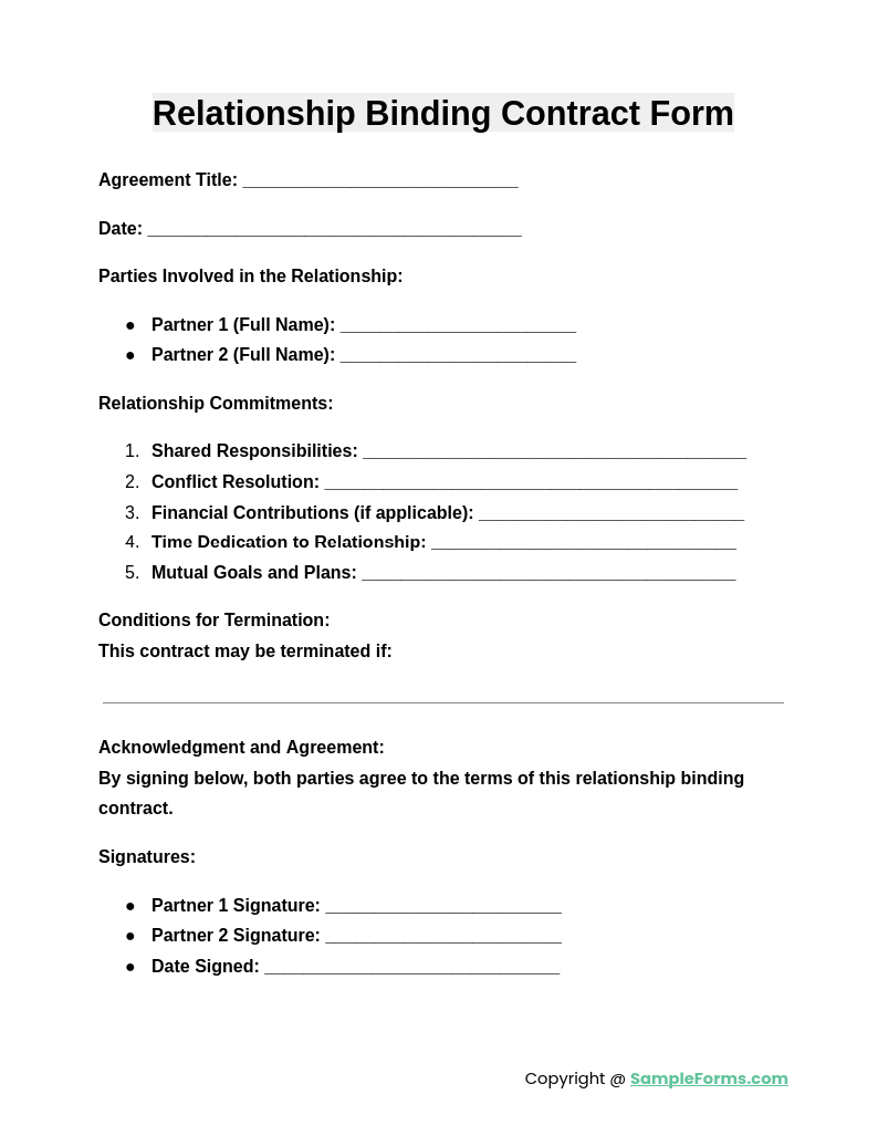 FREE 12+ Binding Contract Form Samples, PDF, MS Word, Google Docs