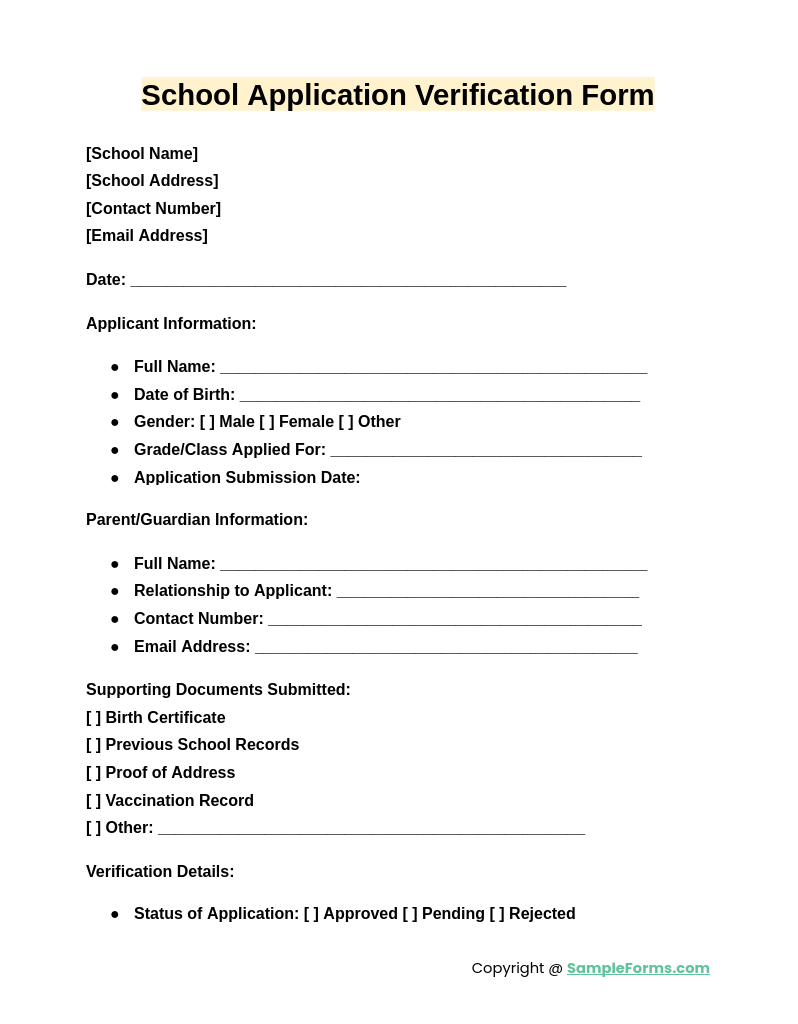 Free 13+ School Verification Form Samples, PDF, MS Word, Google Docs