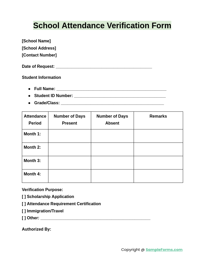 Free 13+ School Verification Form Samples, PDF, MS Word, Google Docs