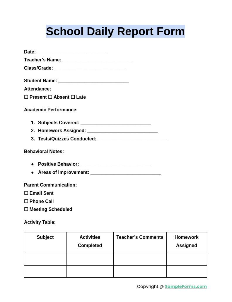 FREE 18+ Daily Report Form Samples, PDF, MS Word, Google Docs