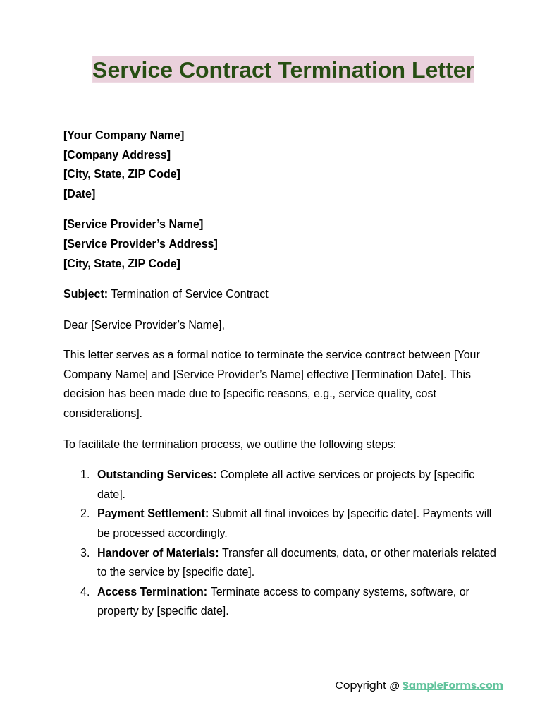 FREE 10+ Contract Termination Letter Samples, PDF, MS Word, Google Docs