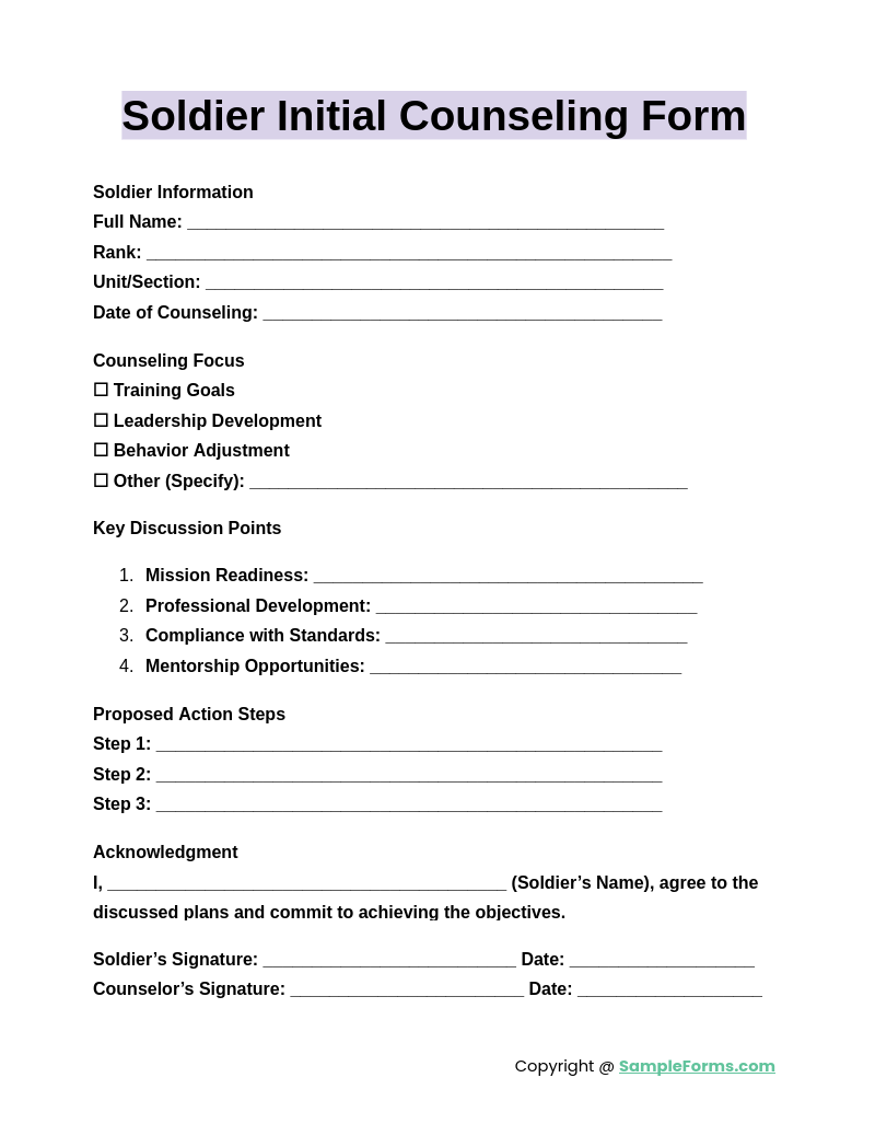 FREE 8+ Initial Counseling Form Samples, PDF, MS Word, Google Docs
