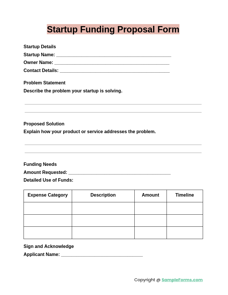 FREE 14+ Funding Proposal Form Samples, PDF, MS Word, Google Docs, Excel