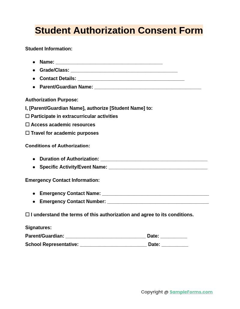 FREE 14+ Student Consent Form Samples, PDF, MS Word, Google Docs
