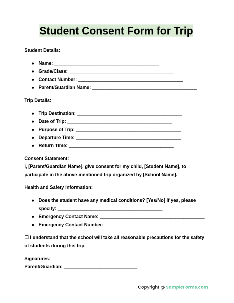 FREE 14+ Student Consent Form Samples, PDF, MS Word, Google Docs