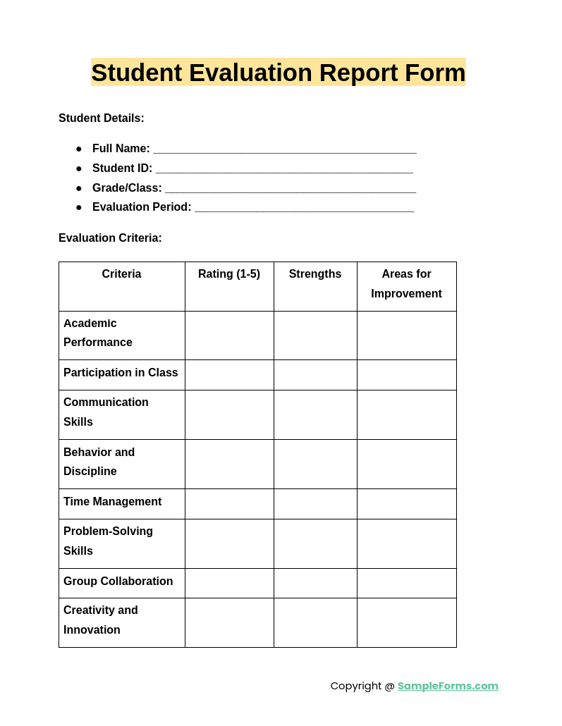 FREE 13+ Evaluation Report Form Samples, PDF, MS Word, Google Docs