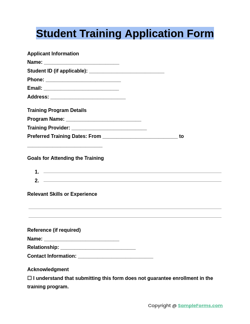 FREE 14+ Training Application Form Samples, PDF, MS Word, Google Docs