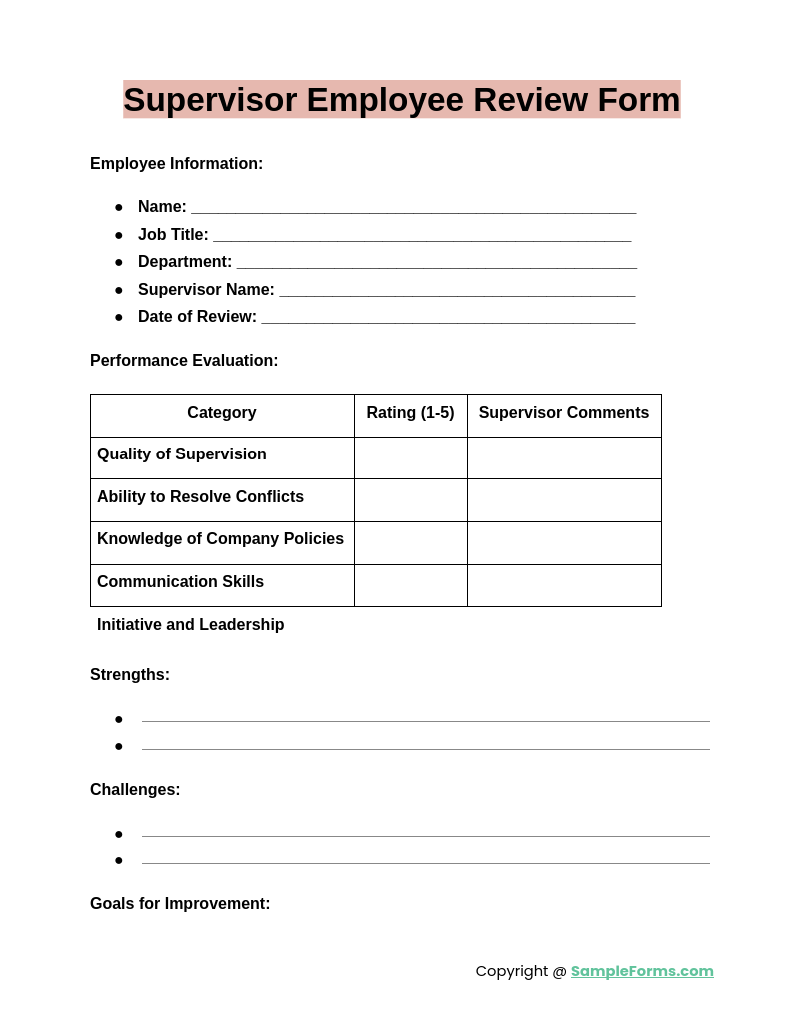 FREE 24+ Employee Review Form Samples, PDF, MS Word, Google Docs