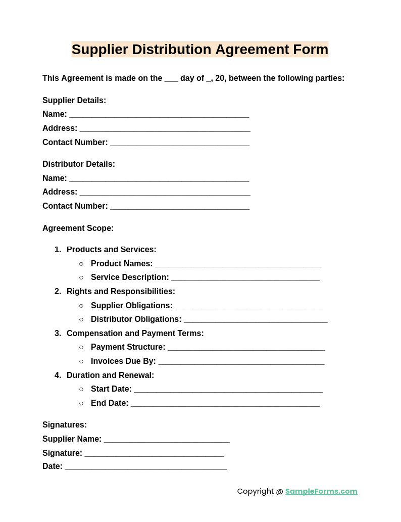 FREE 14+ Distribution Agreement Form Samples, PDF, MS Word, Google Docs