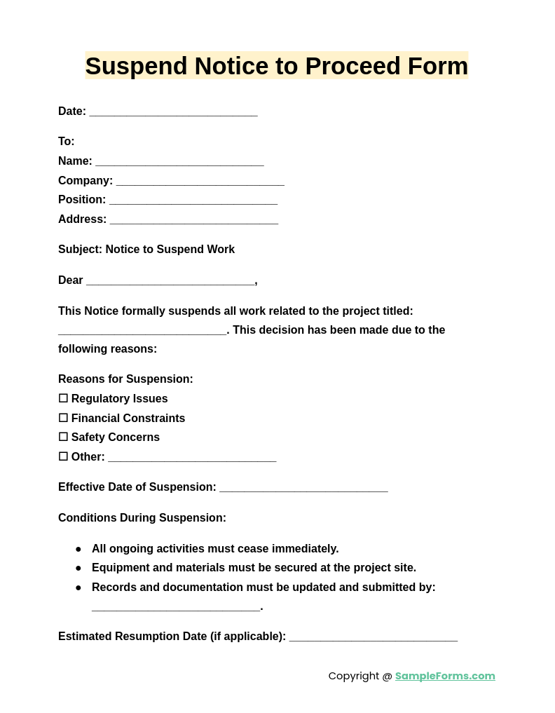 FREE 11+ Notice to Proceed Form Samples, PDF, MS Word, Google Docs