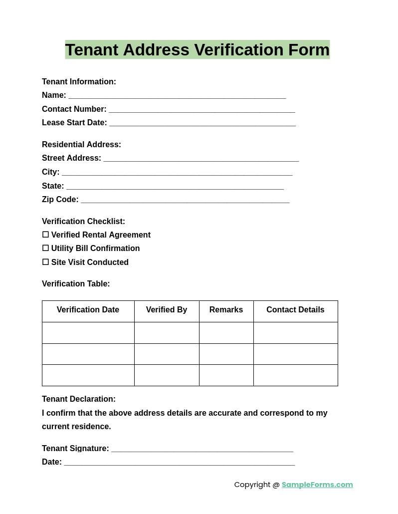 Free 13 + Address Verification Form Samples, PDF, MS Word, Google Docs
