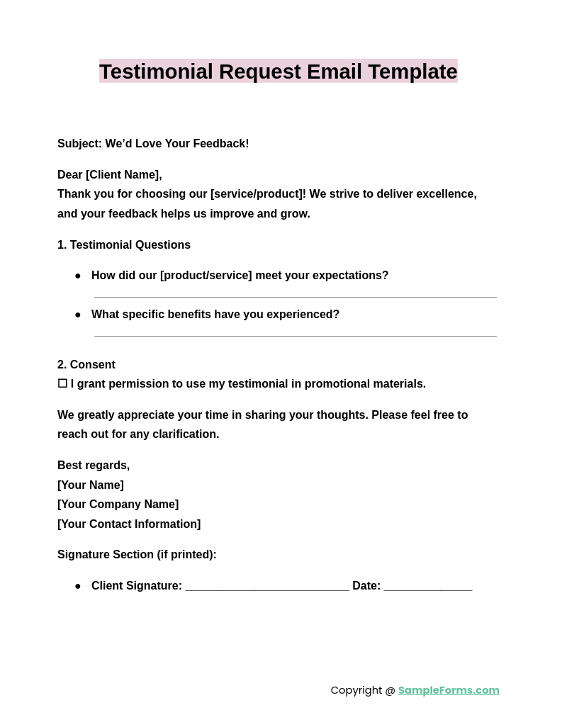 FREE 10+ Testimonial Request Form Samples, PDF, MS Word, Google Docs