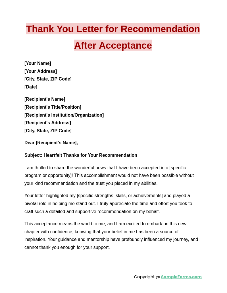 FREE 13+ Thank You for a Recommendation Letter Samples, PDF, MS Word ...
