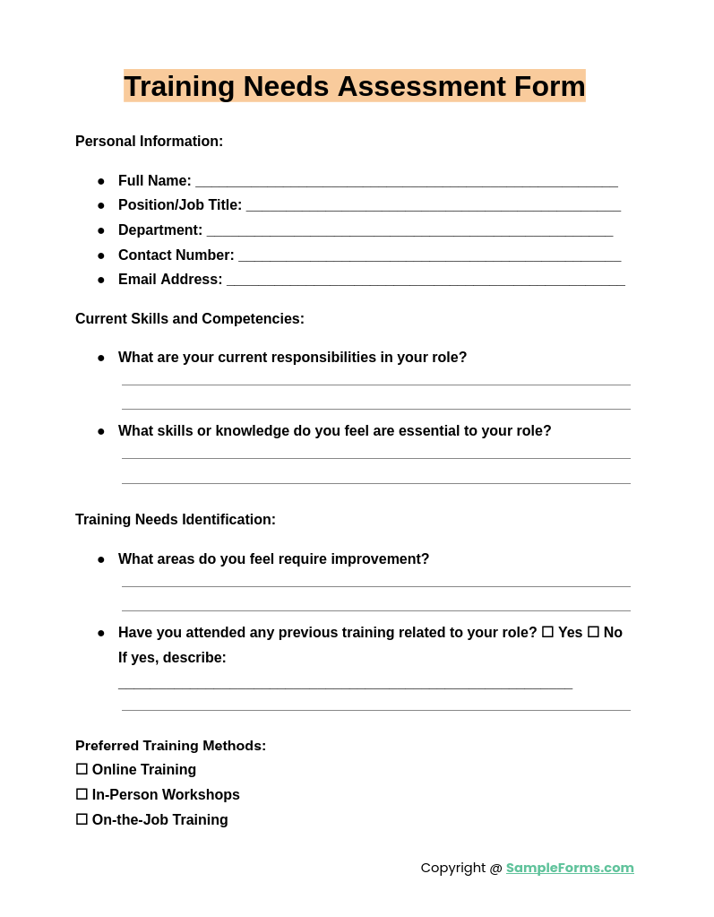 FREE 35+ Needs Assessment Form Samples, PDF, MS Word, Google Docs, Excel