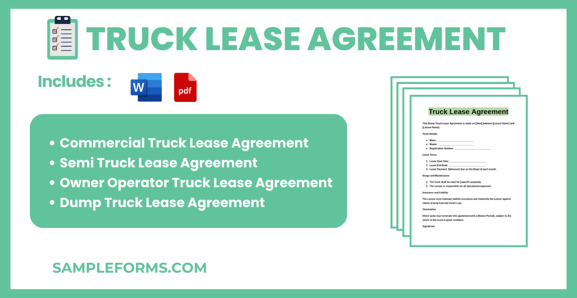 FREE 13+ Truck Lease Agreement Samples, PDF, MS Word, Google Docs