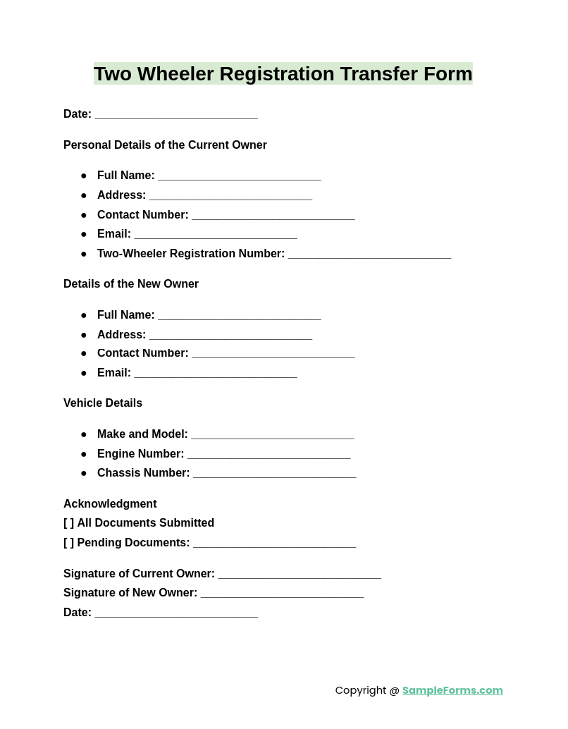 FREE 12+ Registration Transfer Form Samples, PDF, MS Word, Google Docs