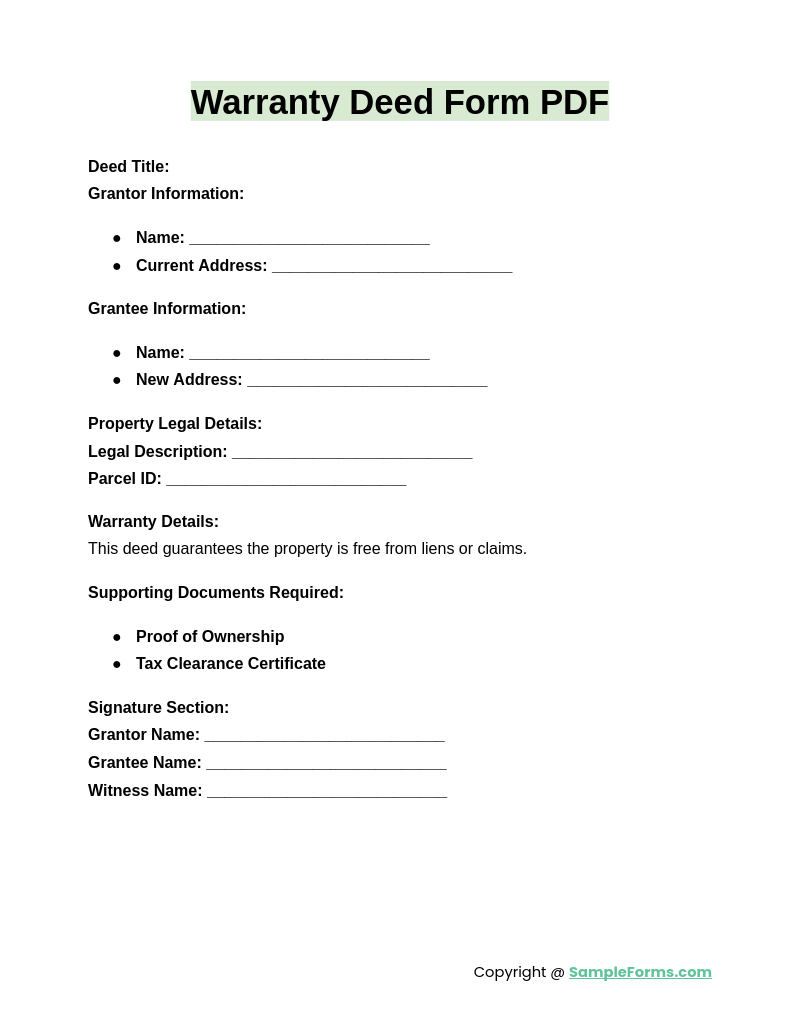 FREE 27+ Deed Form Samples, PDF, MS Word, Google Docs