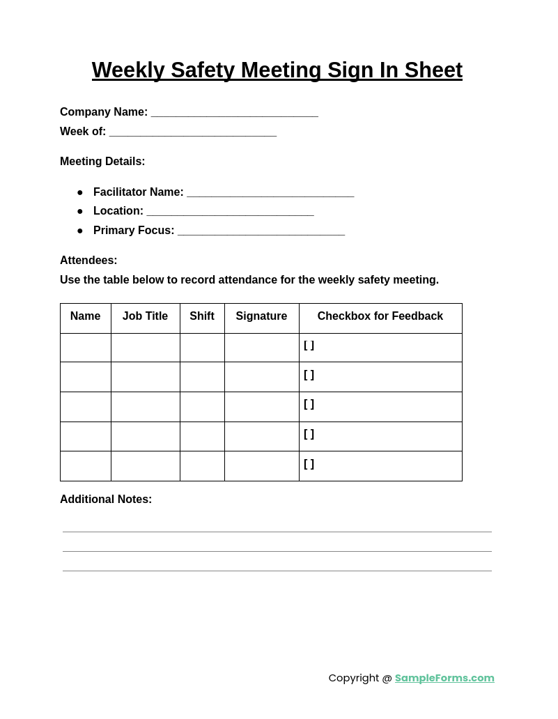 FREE 10+ Safety Meeting Sign In Sheet Samples, PDF, MS Word, Google Docs