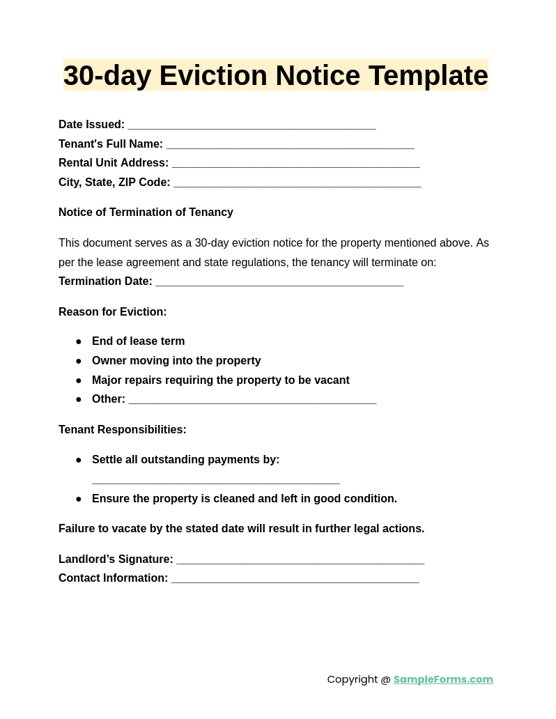 FREE 11+ Eviction Notice Form Samples, PDF, MS Word, Google Docs
