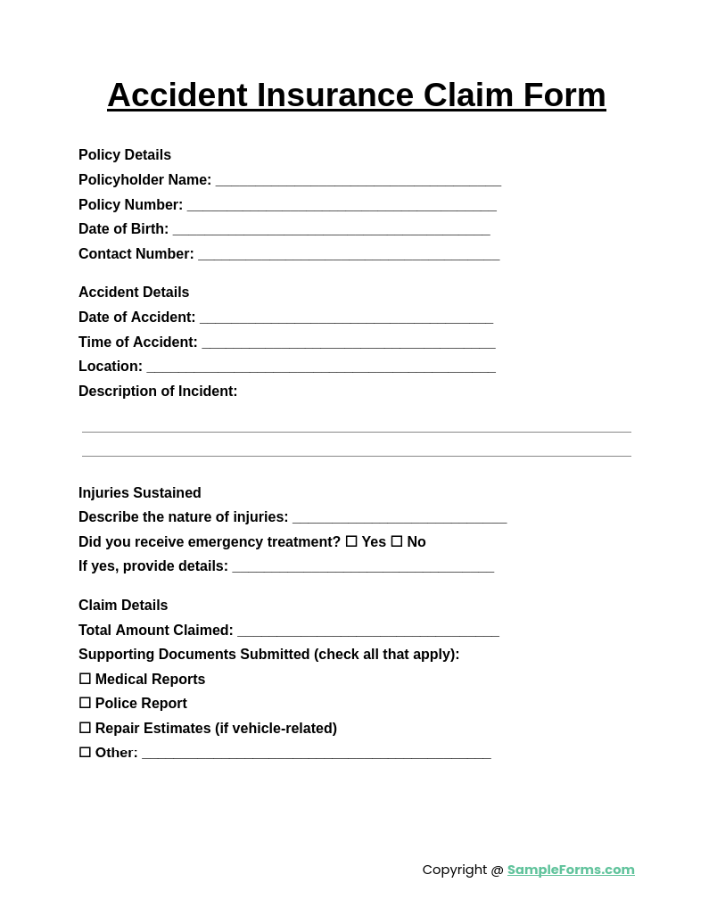 FREE 14+ Insurance Claim Form Samples, PDF, MS Word, Google Docs