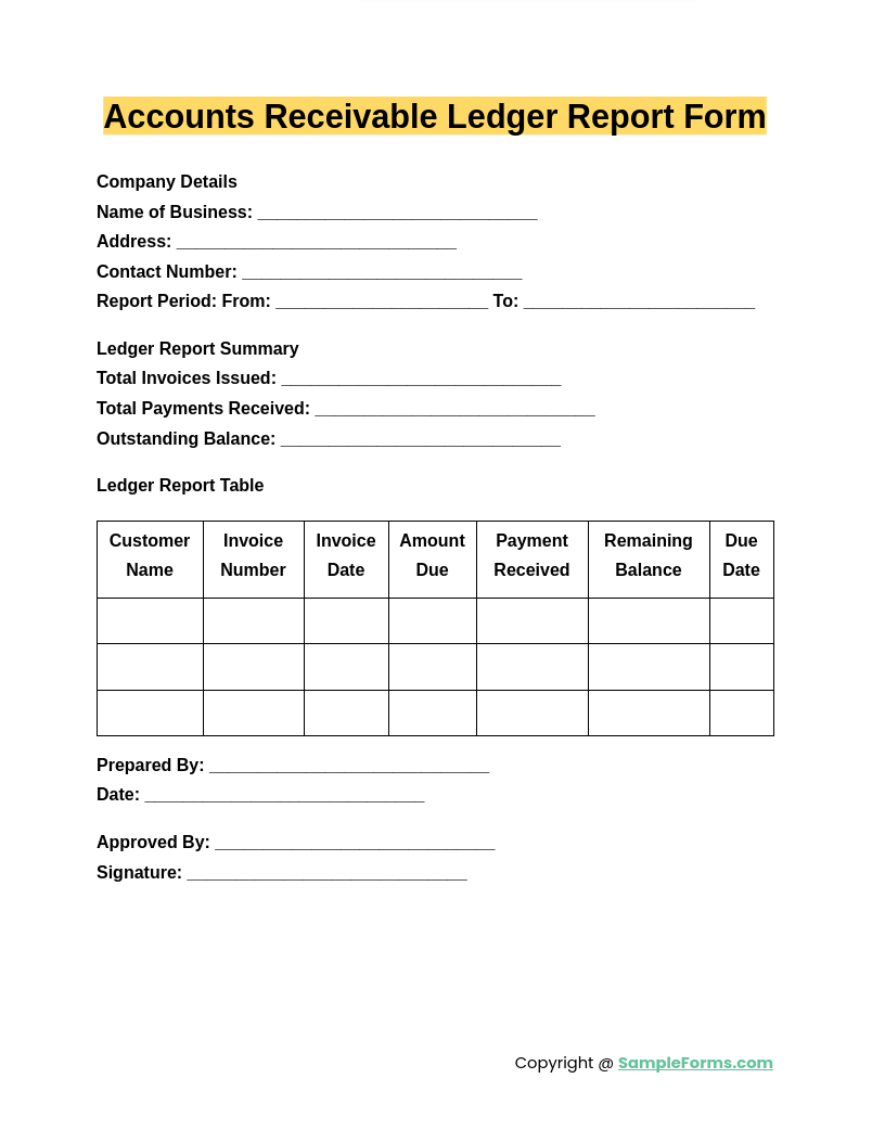 FREE 8+ Accounts Receivable Ledger Form Samples, PDF, MS Word, Google ...