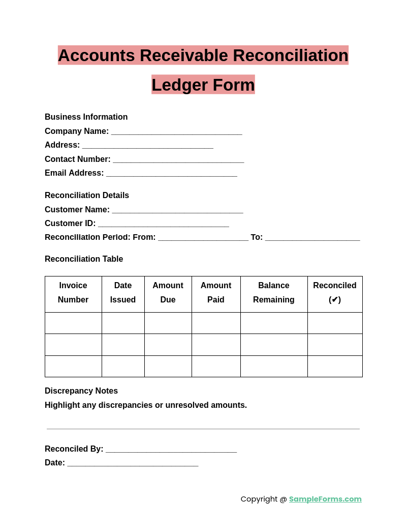 FREE 8+ Accounts Receivable Ledger Form Samples, PDF, MS Word, Google ...