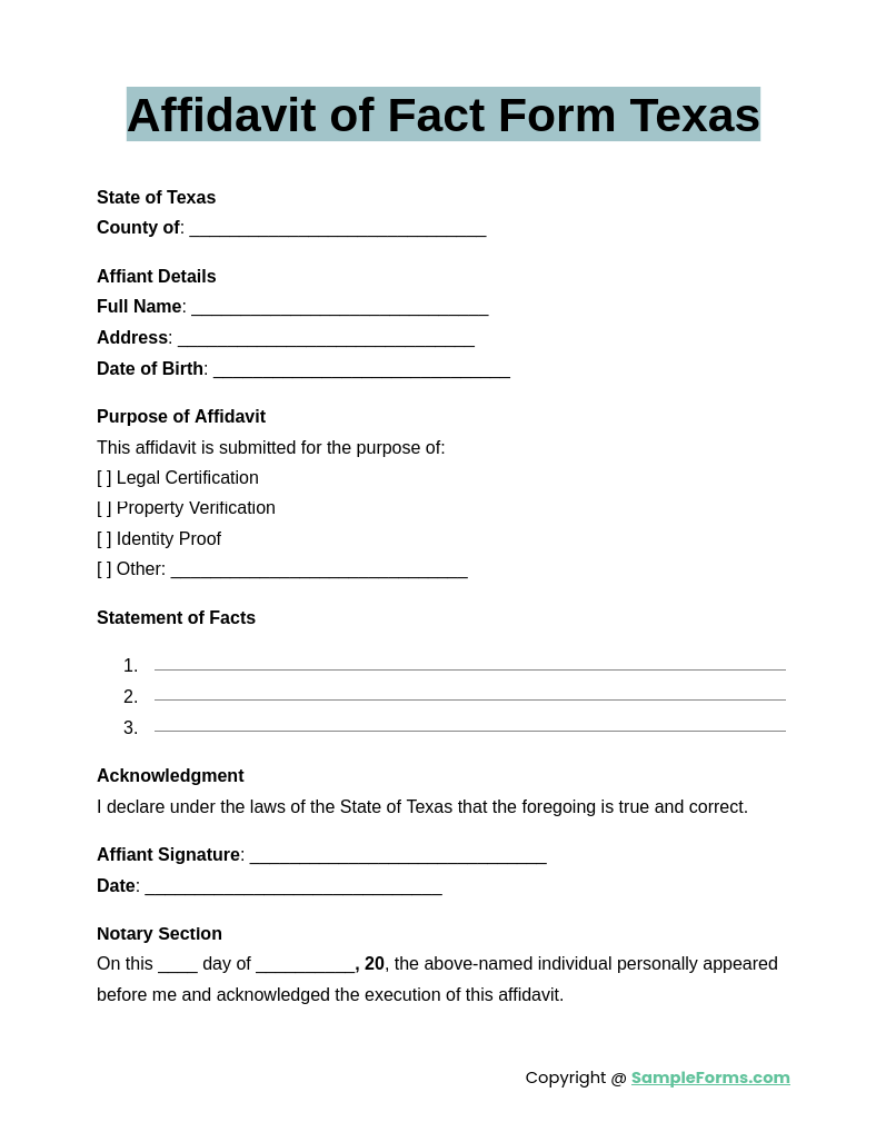 FREE 12+ Fact Affidavit Form Samples, PDF, MS Word, Google Docs