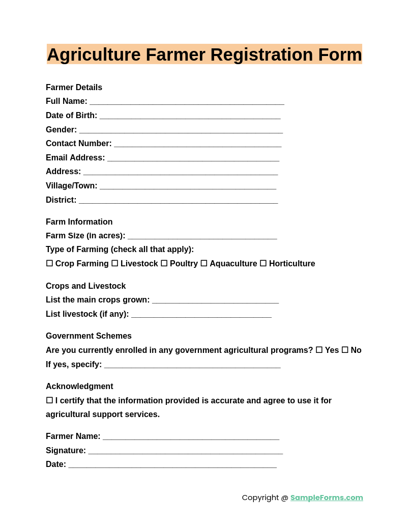 FREE 14+ Farmer Registration Form Samples, PDF, MS Word, Google Docs
