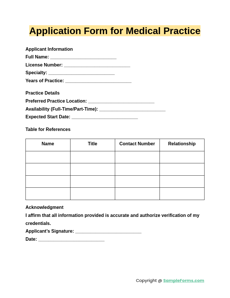 FREE 35+ Medical Application Form Samples, PDF, MS Word, Google Docs