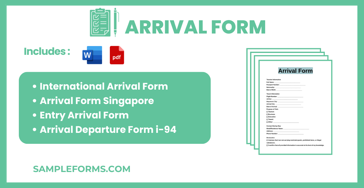 FREE 29+ Arrival Form Samples, PDF, MS Word, Google Docs