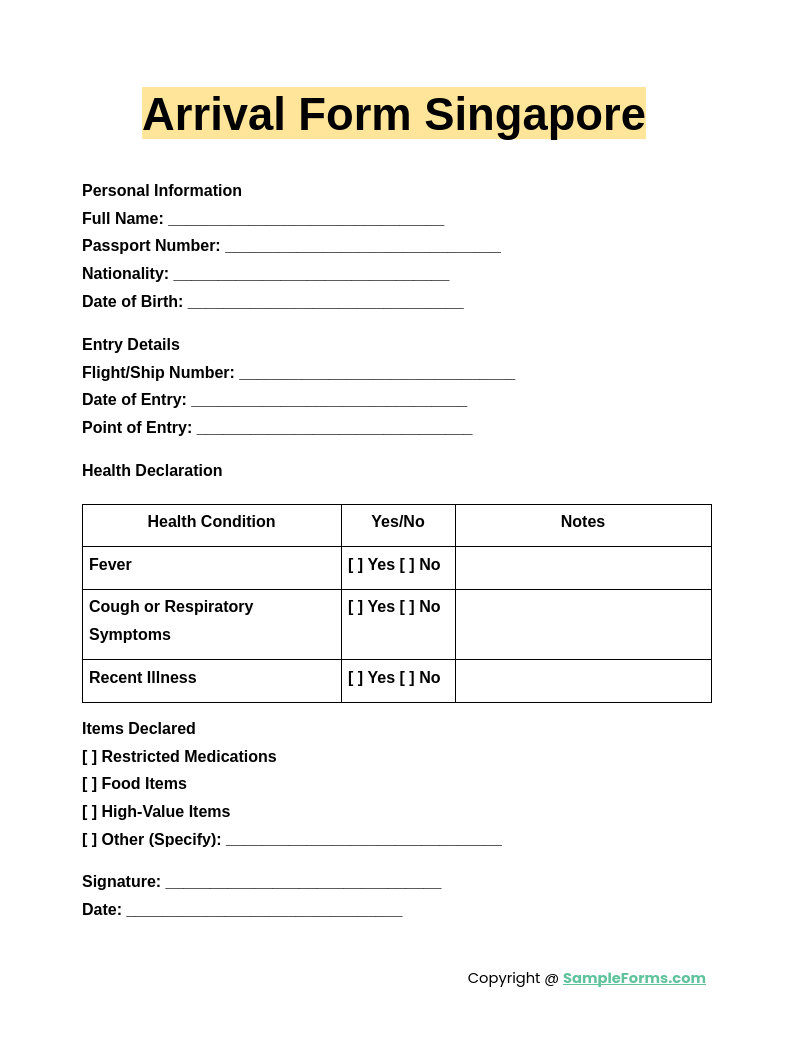 FREE 29+ Arrival Form Samples, PDF, MS Word, Google Docs