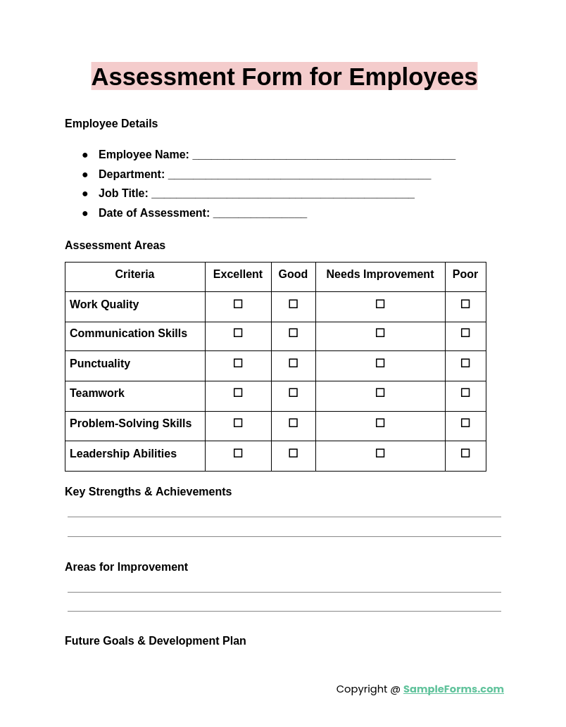 FREE 36+ Assessment Form Samples, PDF, MS Word, Google Docs