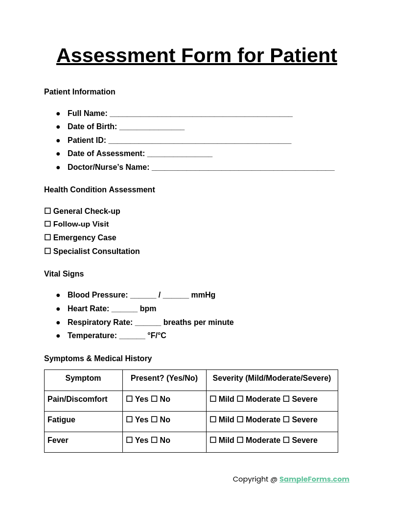 FREE 36+ Assessment Form Samples, PDF, MS Word, Google Docs