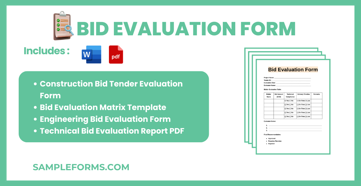FREE 11+ Bid Evaluation Form Samples, PDF, MS Word, Google Docs