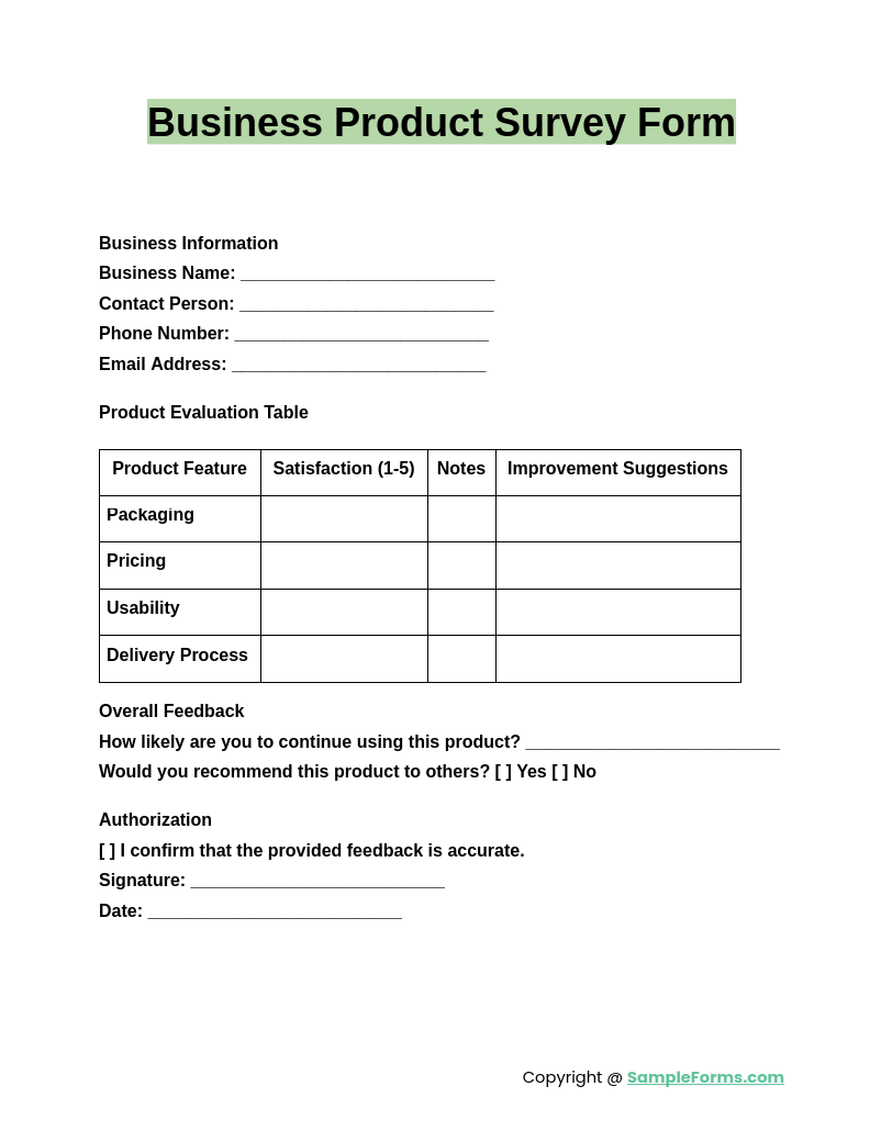 FREE 9+ Product Survey Form Samples, PDF, MS Word, Google Docs