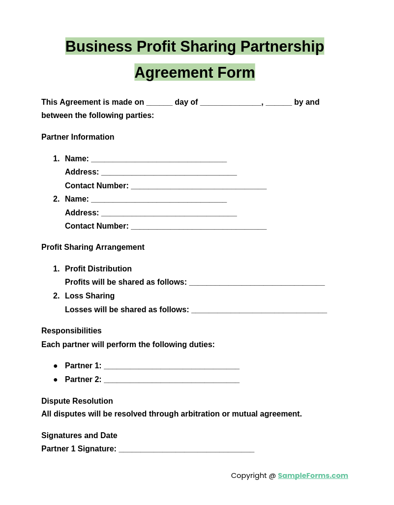 FREE 11+ Business Partnership Agreement Form Samples, PDF, MS Word ...