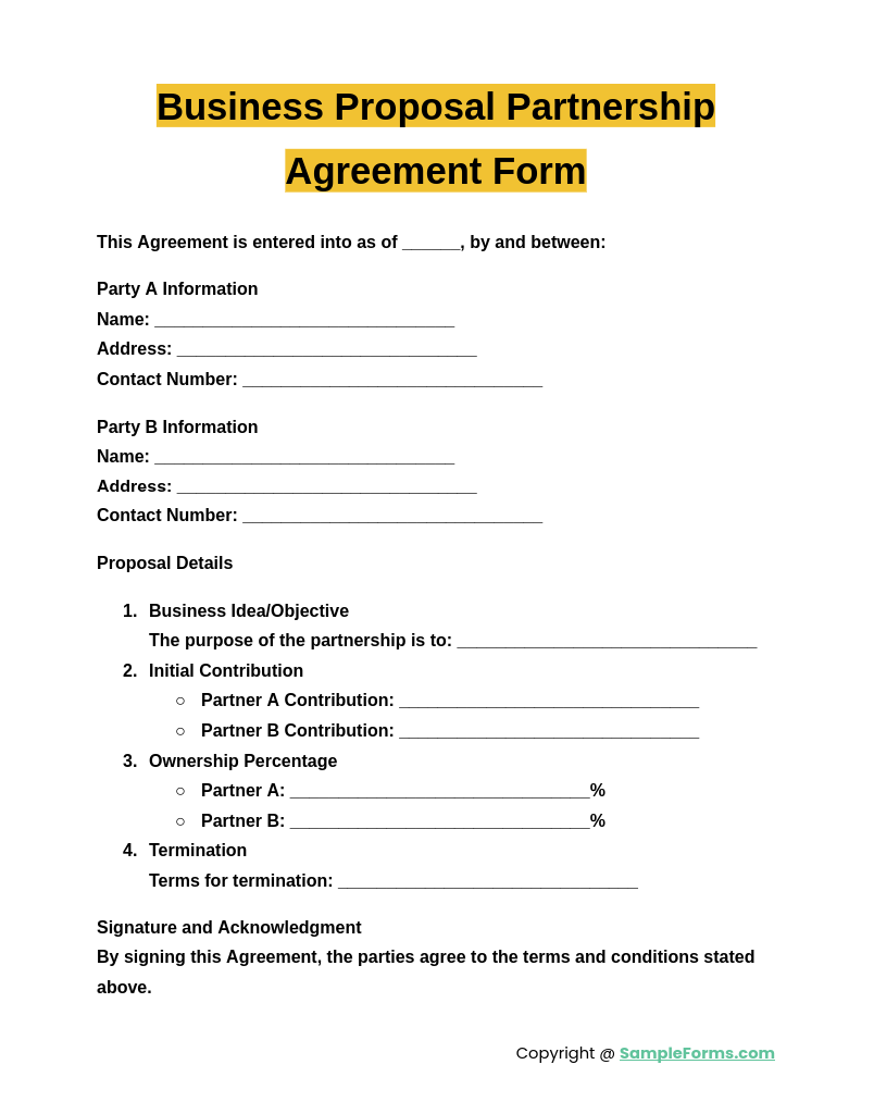 FREE 11+ Business Partnership Agreement Form Samples, PDF, MS Word ...