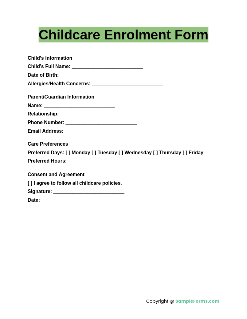 FREE 56+ Enrolment Form Samples, PDF, MS Word, Google Docs, Excel
