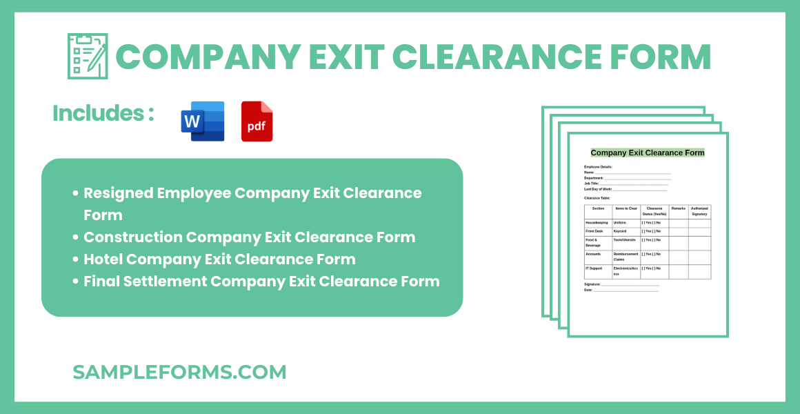 FREE 16+ Company Exit Clearance Form Samples, PDF, MS Word, Google Docs
