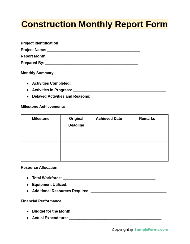 FREE 15+ Construction Report Form Samples, PDF, MS Word, Google Docs, Pages