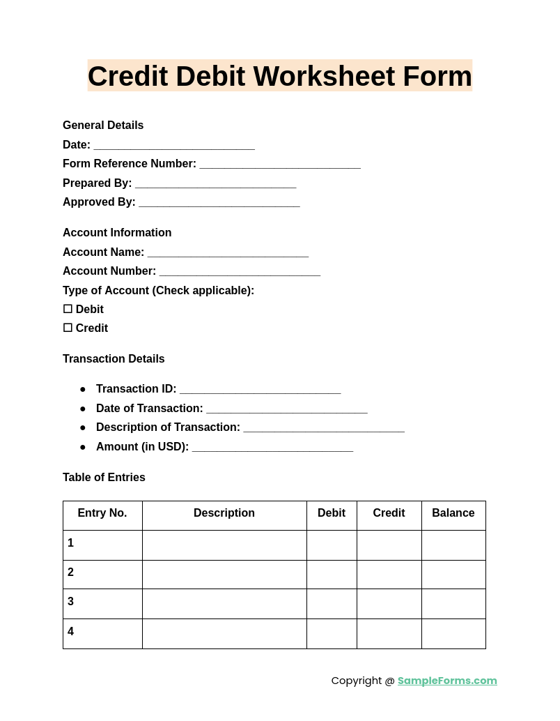 FREE 10+ Credit Debit Form Samples, PDF, MS Word, Google Docs, Excel