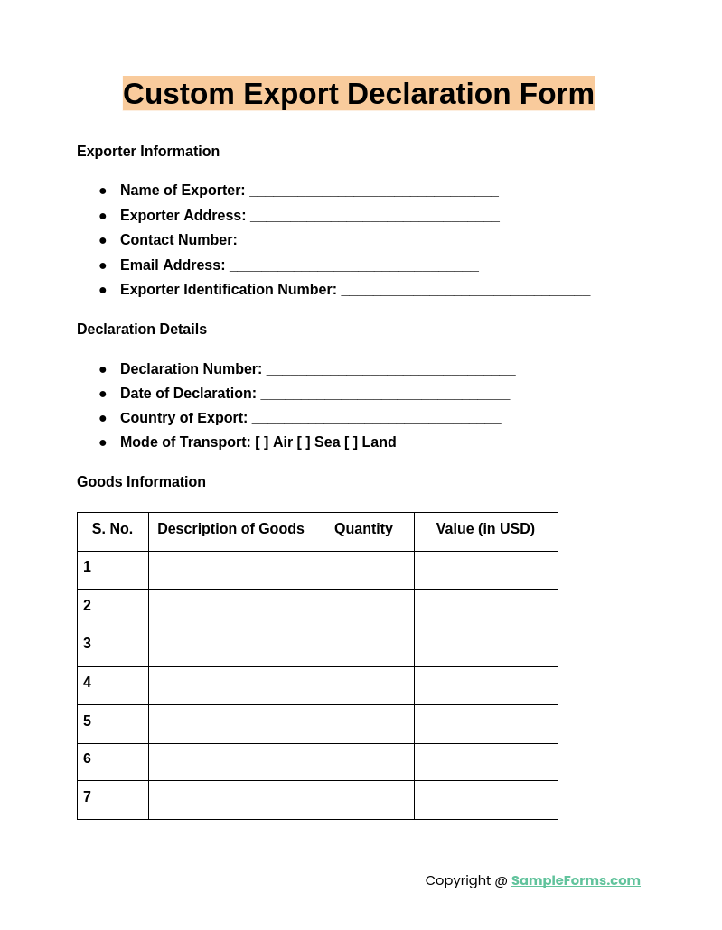 FREE 13+ Custom Declaration Form Samples, PDF, MS Word, Google Docs, Excel