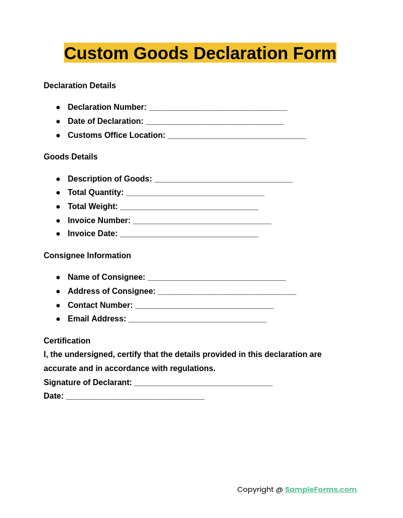 FREE 13+ Custom Declaration Form Samples, PDF, MS Word, Google Docs, Excel