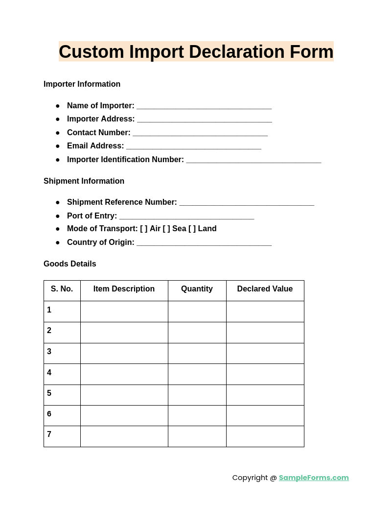 FREE 13+ Custom Declaration Form Samples, PDF, MS Word, Google Docs, Excel
