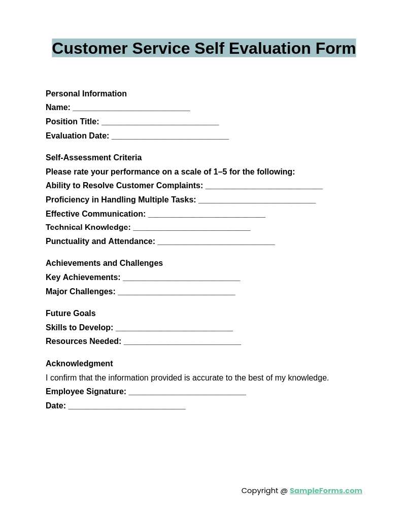 FREE 18+ Customer Service Evaluation Form Samples, PDF, MS Word, Google ...