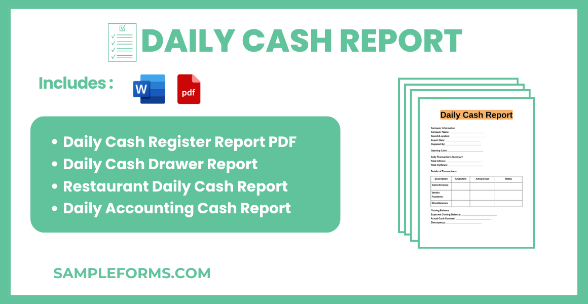 FREE 9+ Daily Cash Report Samples, PDF, MS Word, Google Docs