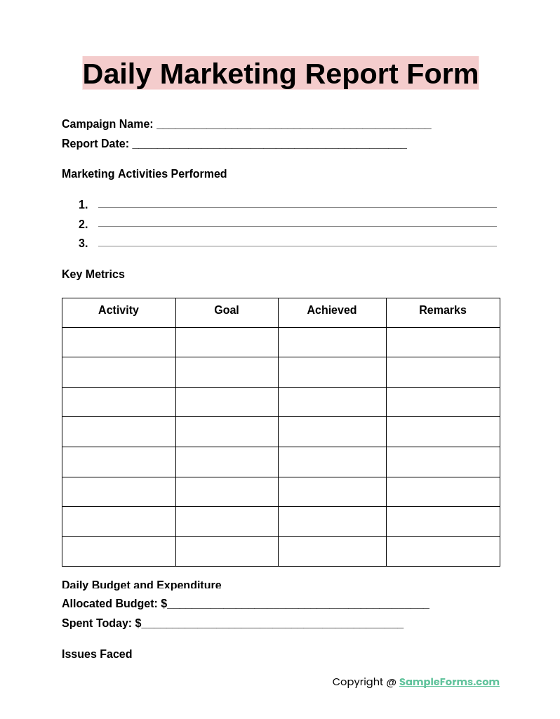 FREE 11+ Marketing Report Form Samples, PDF, MS Word, Google Docs